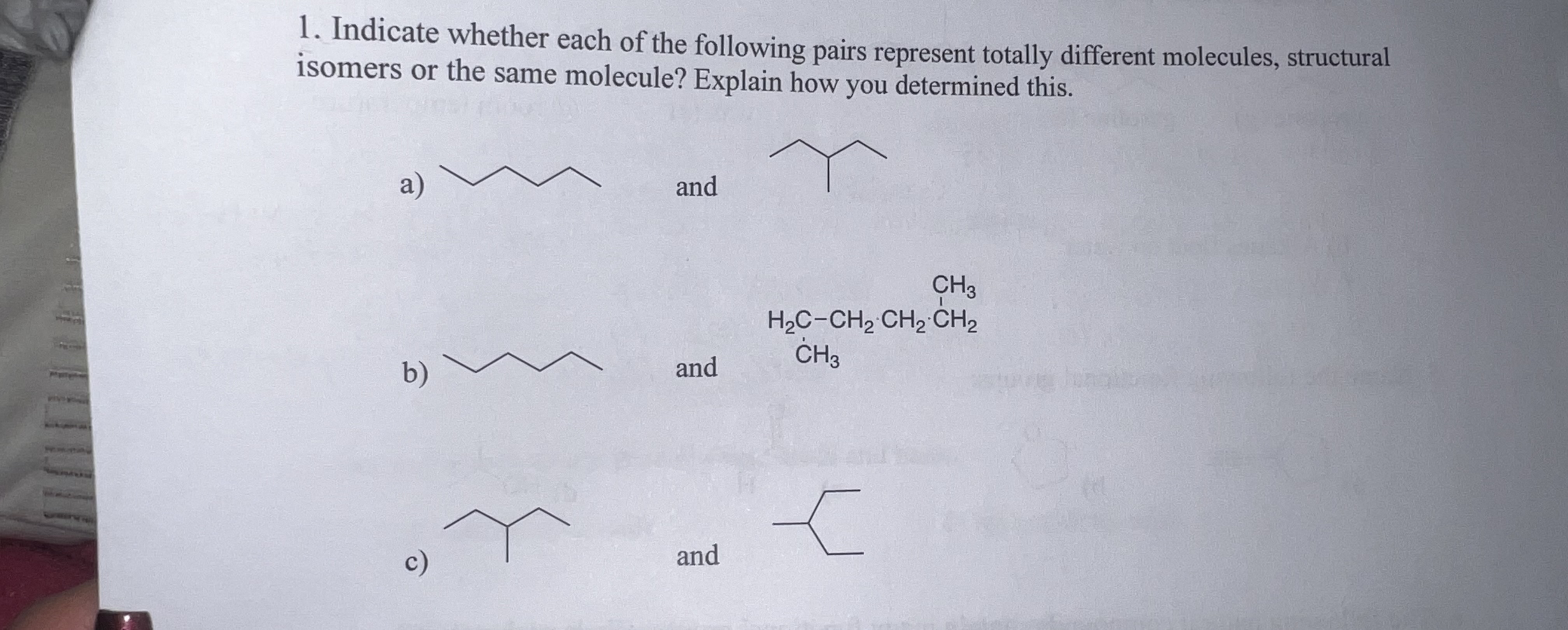 Solved 1. Indicate whether each of the following pairs | Chegg.com