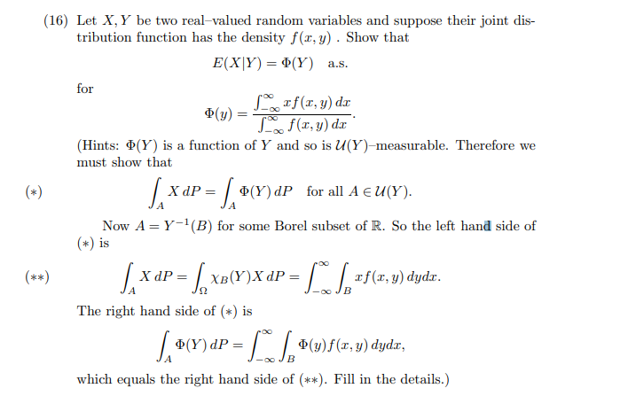 Solved (16) Let X,Y be two real-valued random variables and | Chegg.com