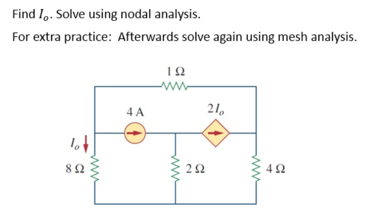 Solved Find Io. Solve using nodal analysis. For extra | Chegg.com