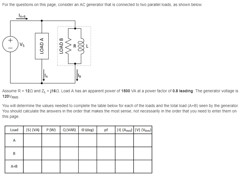 Solved For the questions on this page, consider an AC | Chegg.com