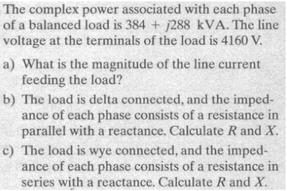 Solved The complex power associated with each phase of a | Chegg.com