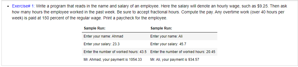 Solved • Exercise# 1: Write a program that reads in the name | Chegg.com