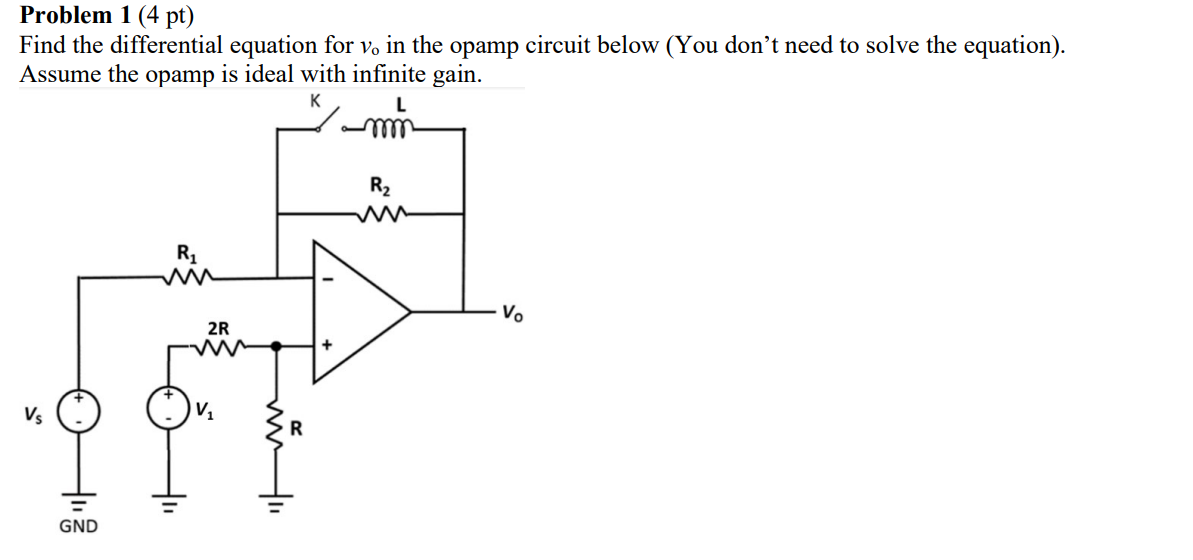 Solved Problem 1 (4 pt) Find the differential equation for | Chegg.com