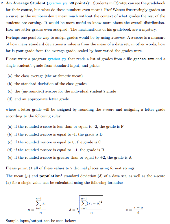 Solved An Average Student (grades . py, 20 points): Students | Chegg.com
