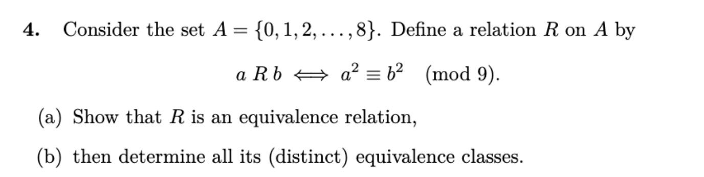 Solved Consider the set A={0,1,2,…,8}. Define a relation R | Chegg.com