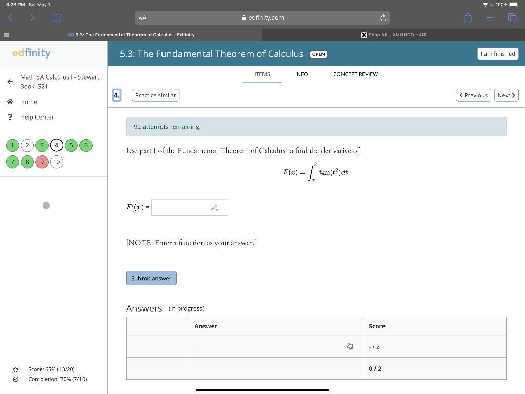 Solved 6:28 PM Sat May 1 100%- AA Aedfinity.com + 00 5.3: | Chegg.com