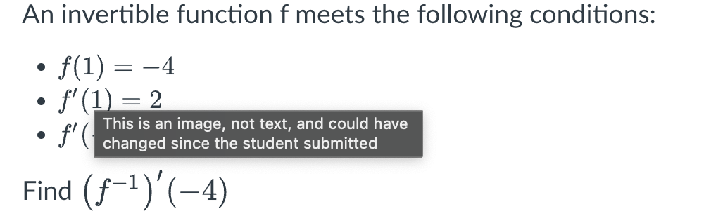 Solved An invertible function f ﻿meets the following | Chegg.com