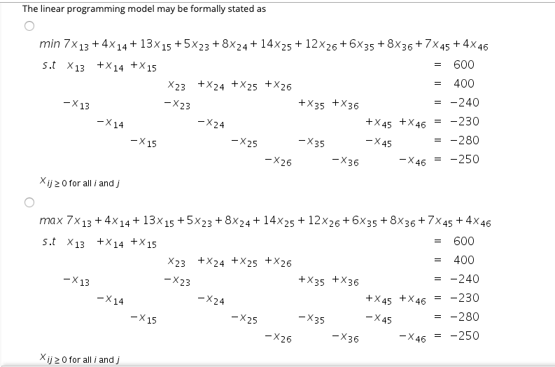 Solved The linear programming model may be formally stated | Chegg.com