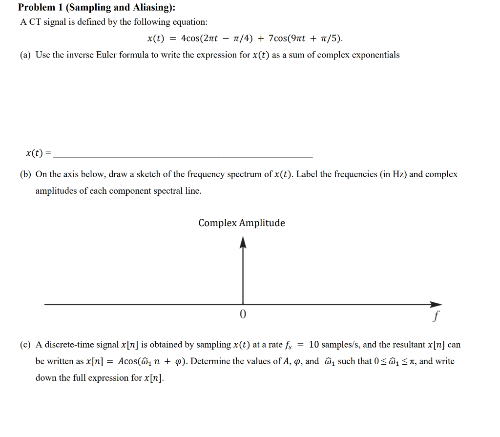 Solved Problem 1 (Sampling and Aliasing): A CT signal is | Chegg.com