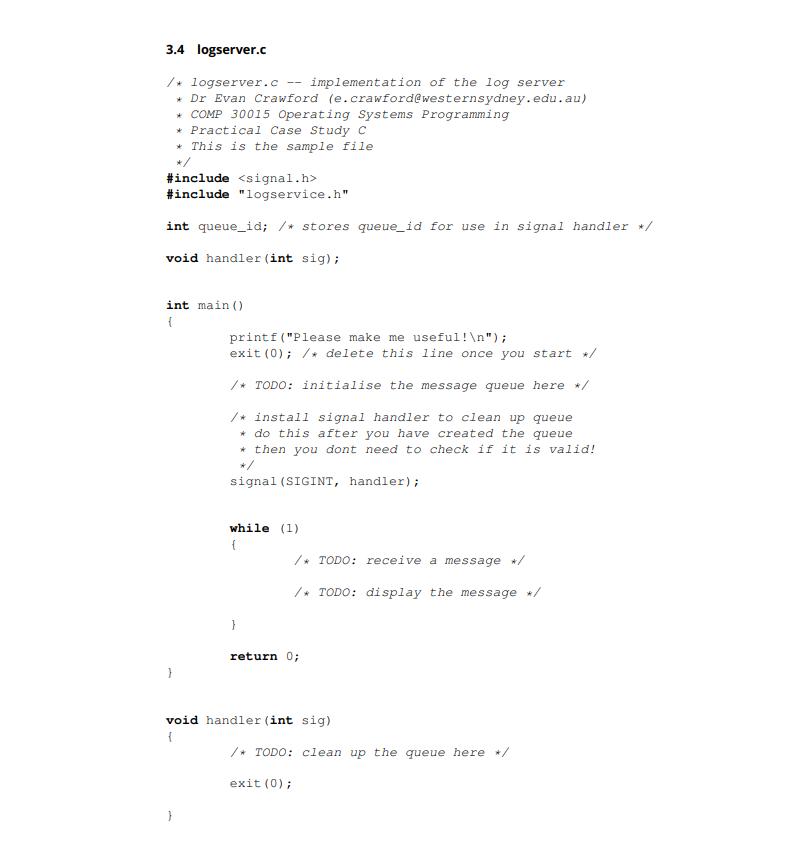 Solved How are you supposed to create this message-logging | Chegg.com