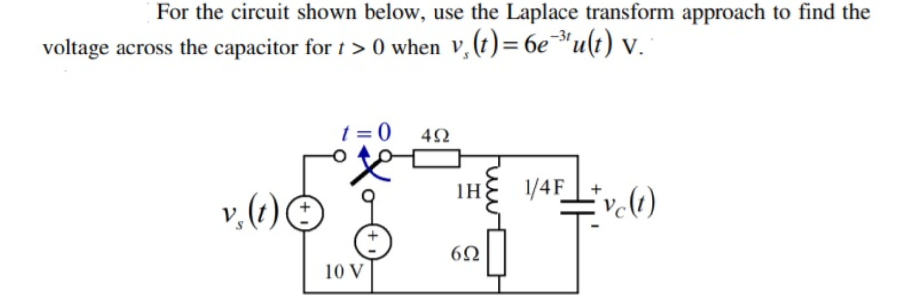 Solved For the circuit shown below, use the Laplace | Chegg.com