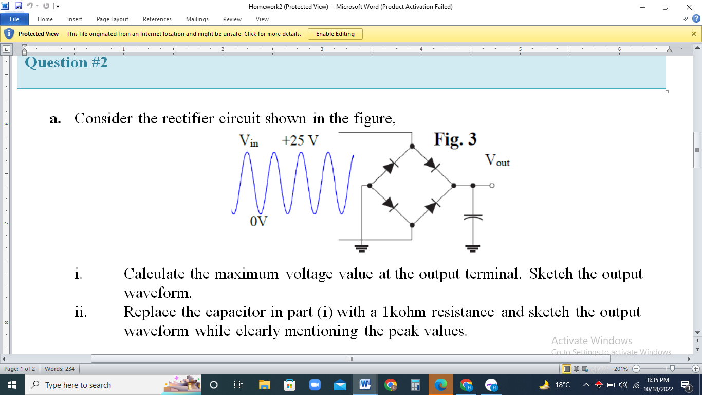 Solved a. Consider the rectifier circuit shown in the | Chegg.com