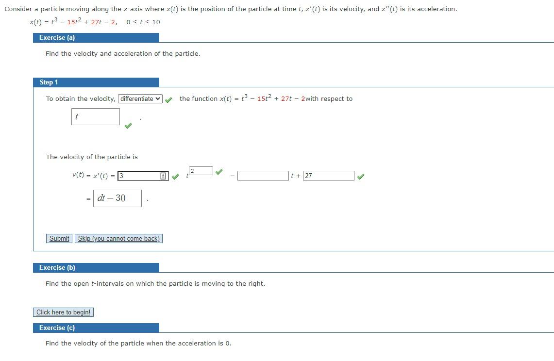 Solved Consider a particle moving along the x-axis where | Chegg.com