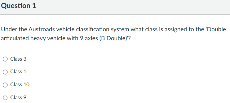 Solved Question 1Under the Austroads vehicle classification | Chegg.com