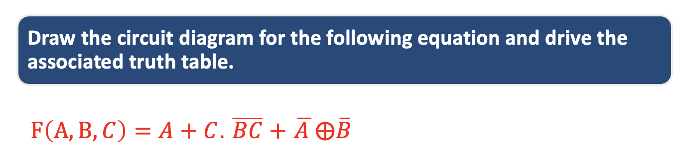 Solved Draw the circuit diagram for the following equation | Chegg.com