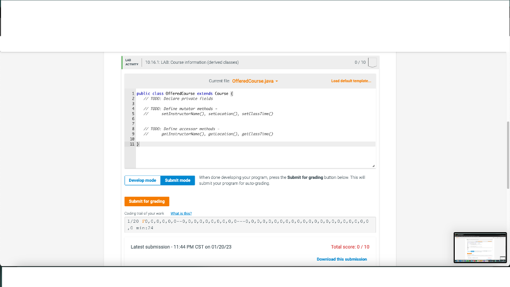 Solved 10.16 LAB: Course information (derived classes) Given | Chegg.com