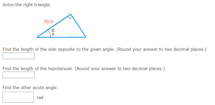 Solved Solve the right triangle. Find the length of the side | Chegg.com
