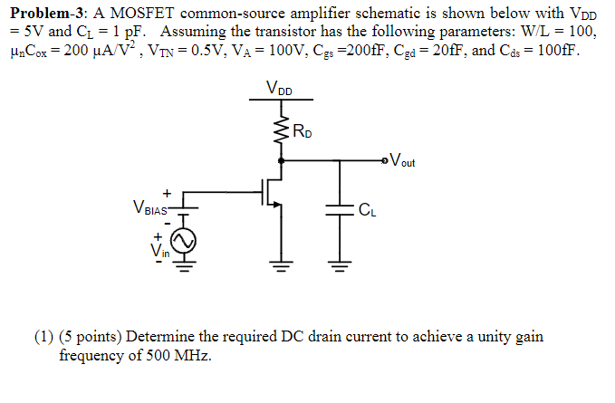 Solved Problem-3: A MOSFET common-source amplifier schematic | Chegg.com