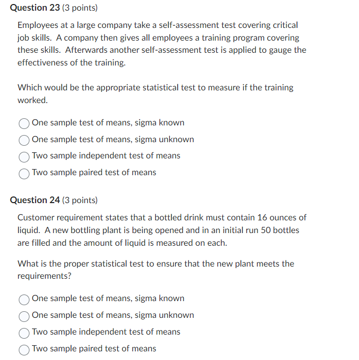 Solved Employees at a large company take a self-assessment | Chegg.com