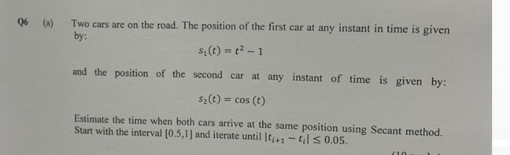 Solved (a) Two cars are on the road. The position of the | Chegg.com