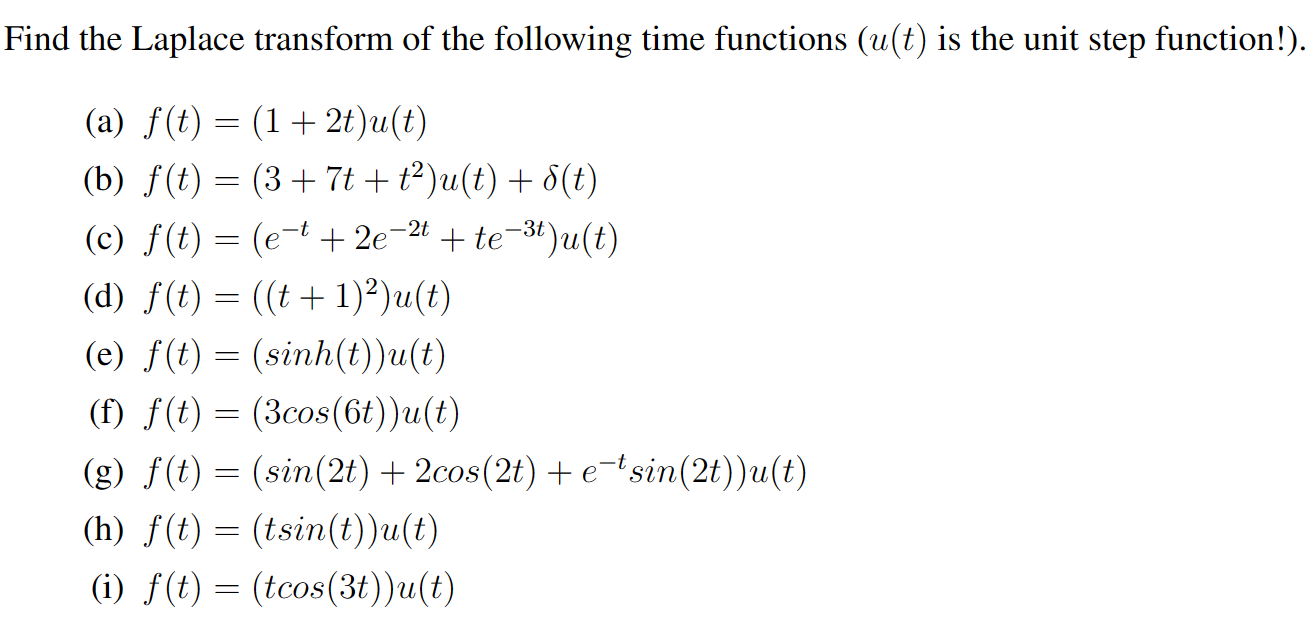 Solved Find the Laplace transform of the following time | Chegg.com