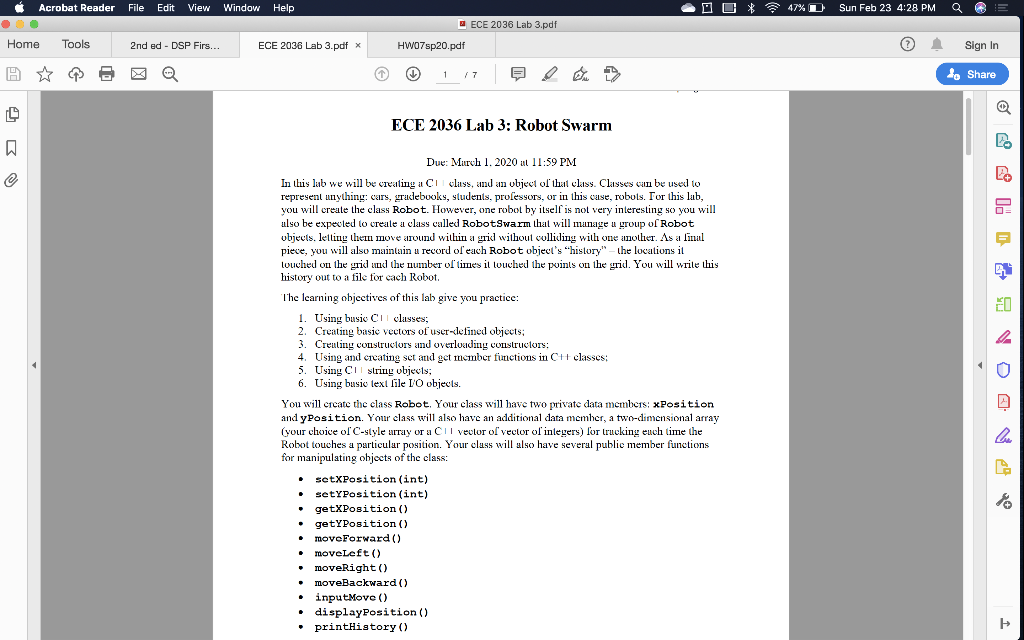 * Acrobat Reader File Edit View Window Help OHC 47% D | Chegg.com