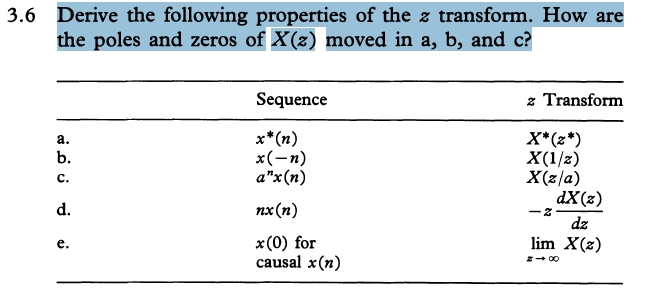 Solved 3.6 Derive the following properties of the z | Chegg.com