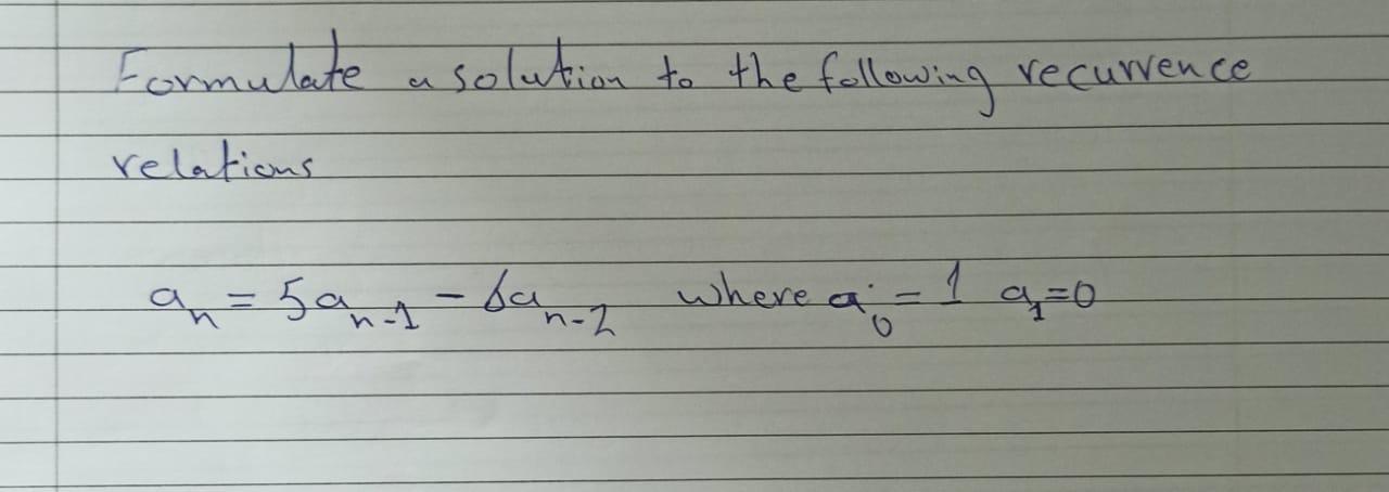 Solved Formulate a solution to the following recurvence | Chegg.com