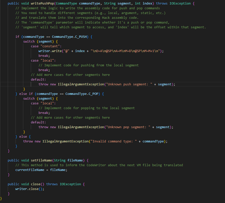 Solved In my codeWriter.java in need help with implementing | Chegg.com