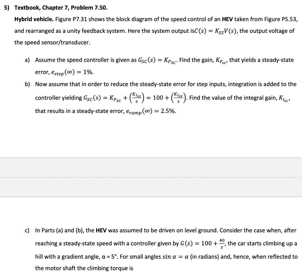 5) Textbook, Chapter 7, Problem 7.50. Hybrid vehicle. | Chegg.com