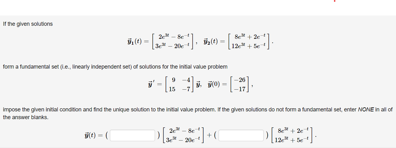 Solved If the given solutions | Chegg.com
