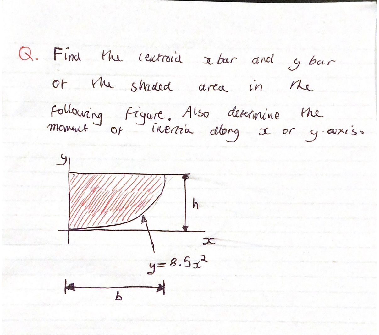 Solved Q. Find the ceutroid x bar and y bar of the shaded | Chegg.com