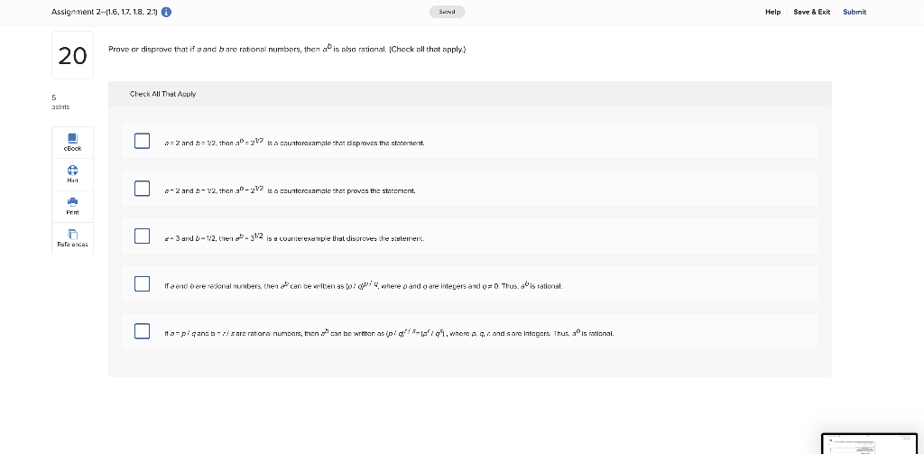 Solved Assignment 2-1.6, 17, 1.8, 2.1) Sund Help Save & Exit | Chegg.com