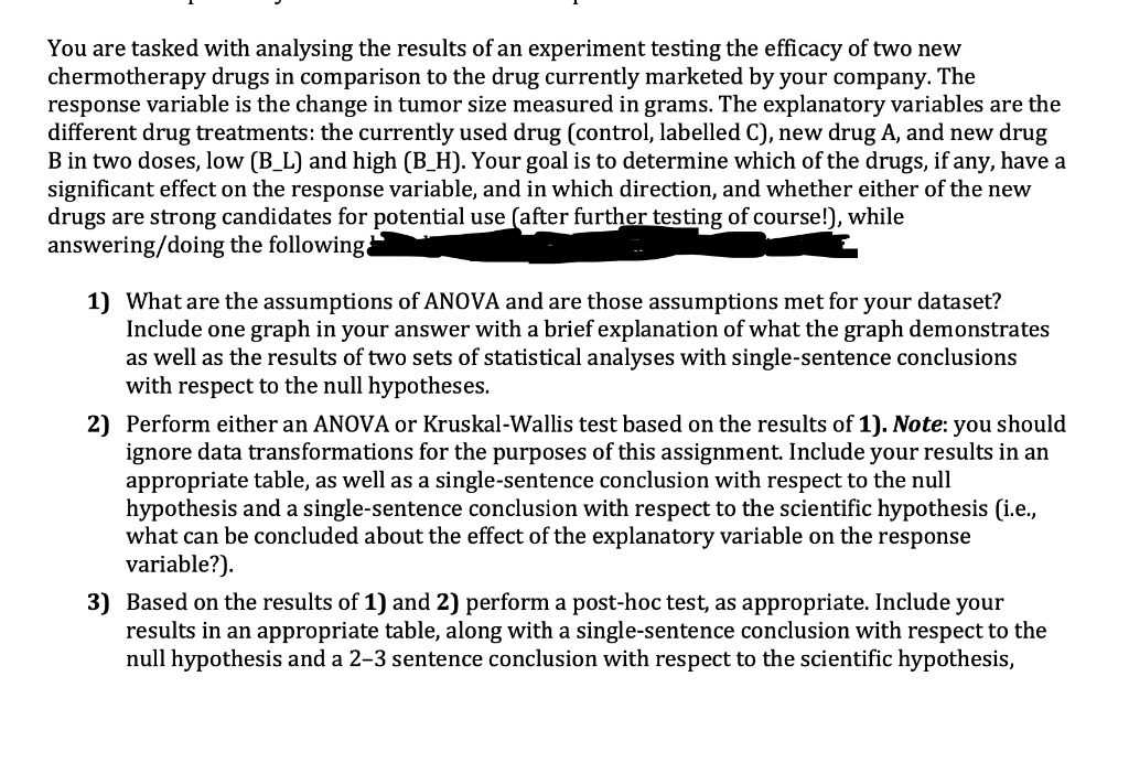 Solved You are tasked with analysing the results of an | Chegg.com