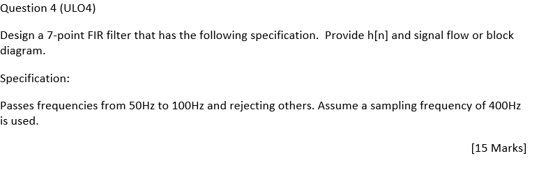 Solved Design a 7-point FIR filter that has the following | Chegg.com