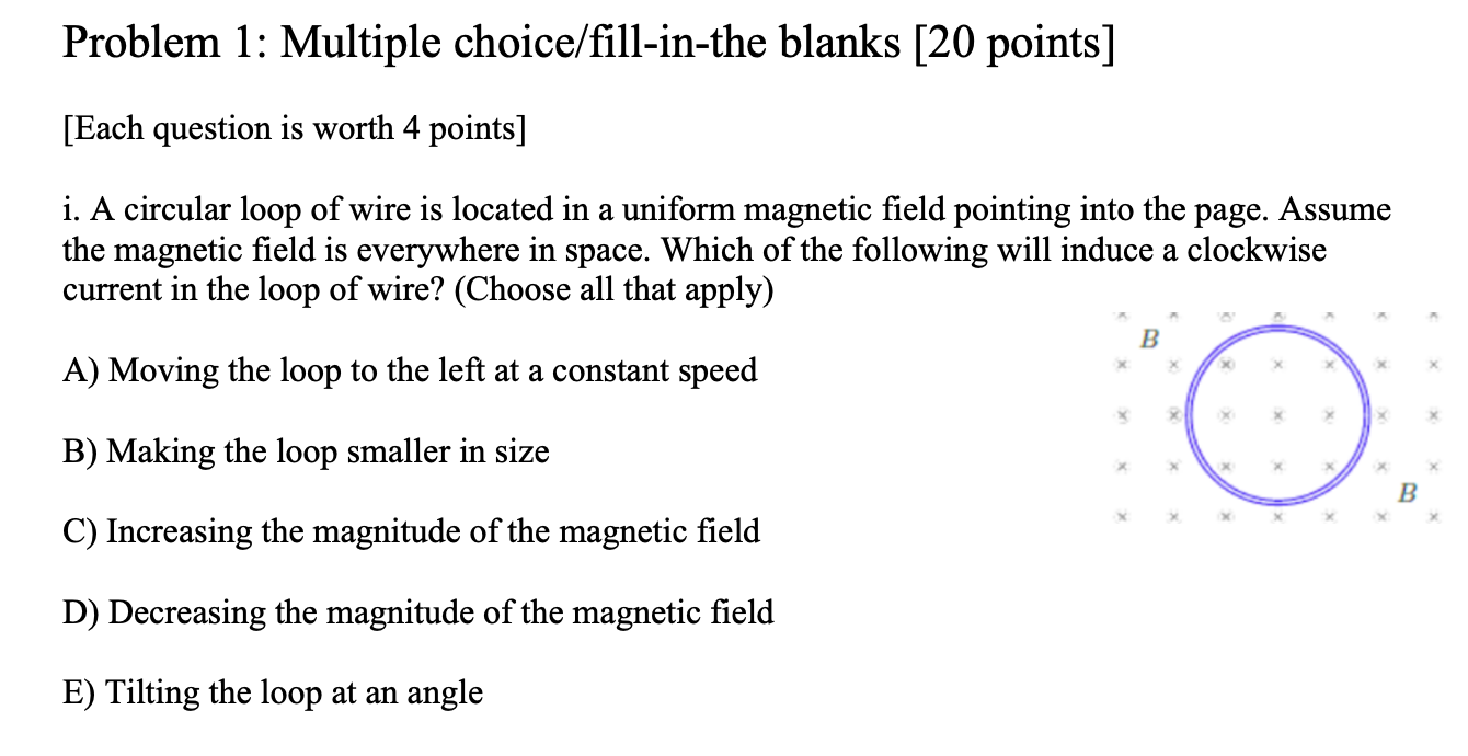 Solved Problem 1: Multiple choice/fill-in-the blanks [20 | Chegg.com