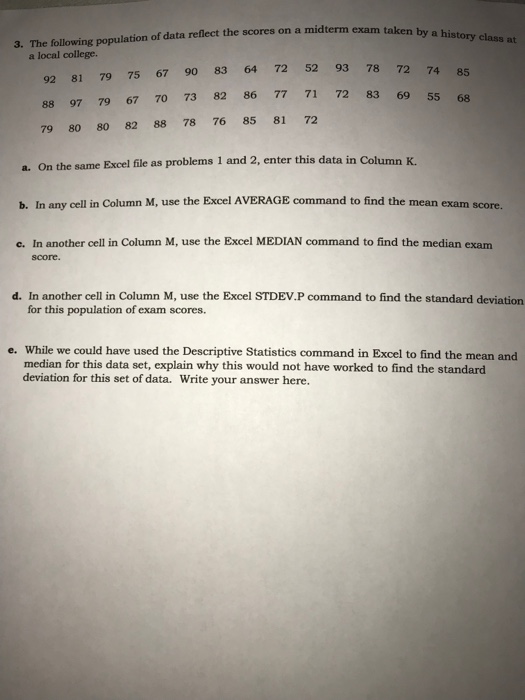 Solved Name Lab Activity: Descriptive Statistics in Excel | Chegg.com