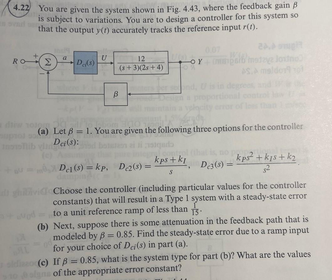 Solved 4.22 You are given the system shown in Fig. 4.43, | Chegg.com