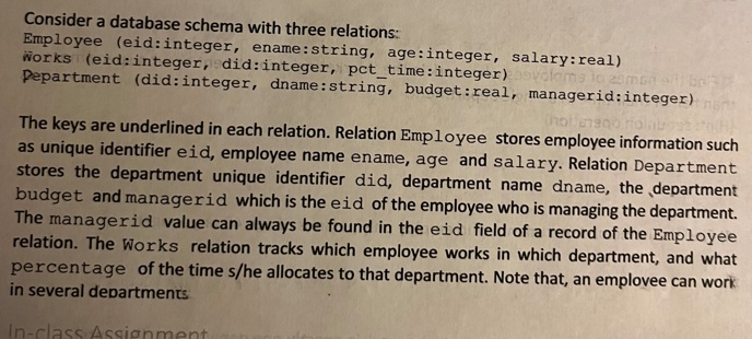 Solved Write relational algebra expressions for the | Chegg.com