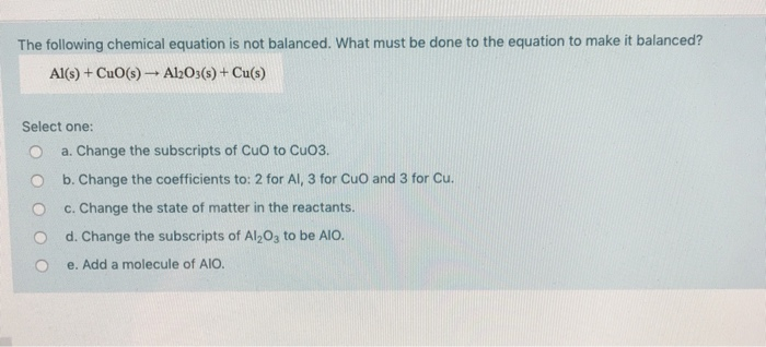 Solved The following chemical equation is not balanced. What | Chegg.com