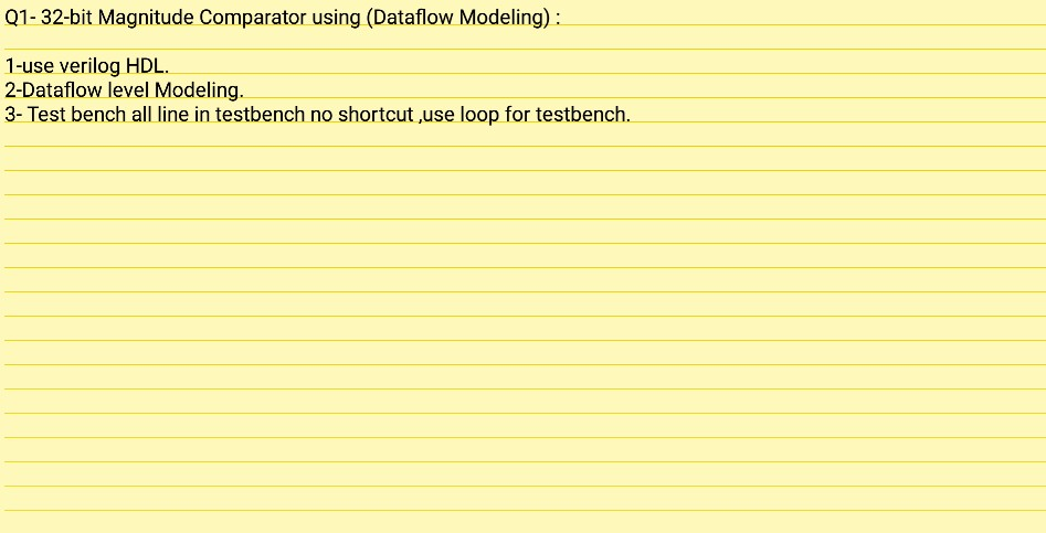 Solved Q1 32 Bit Magnitude Comparator Using Dataflow Modeling 1 Use Verilog Hdl 2 Dataflow 1573