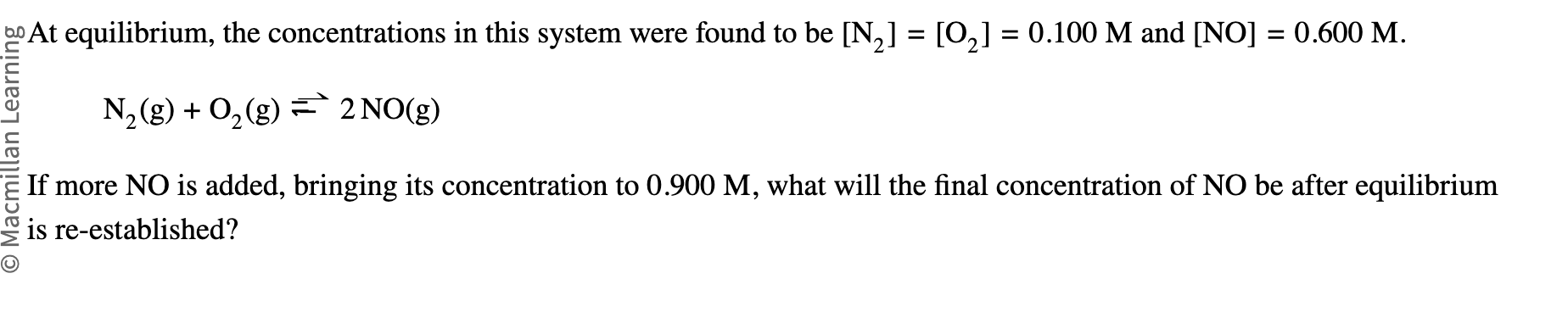 Solved At equilibrium, the concentrations in this system | Chegg.com