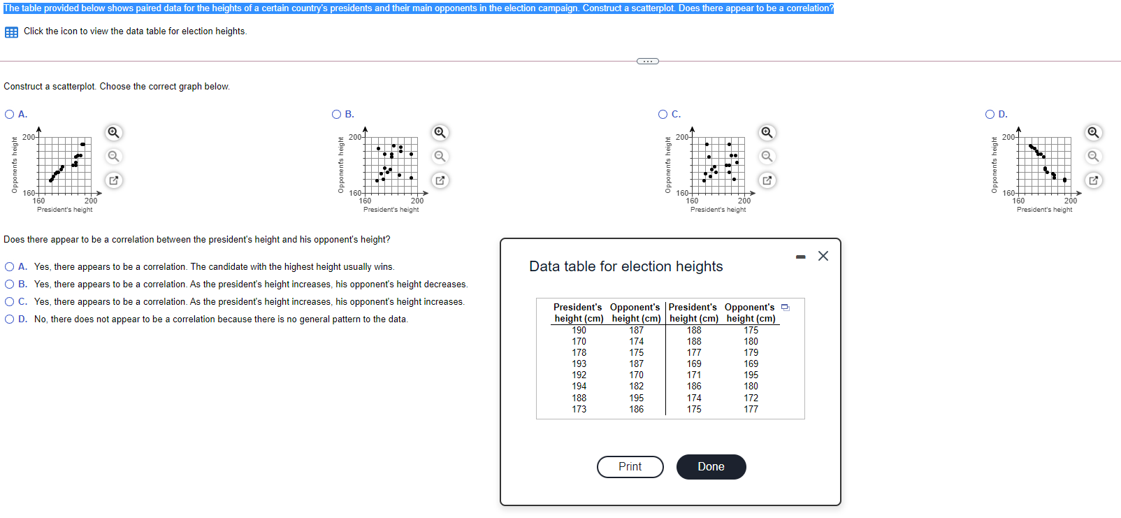Solved The table provided below shows paired data for the | Chegg.com