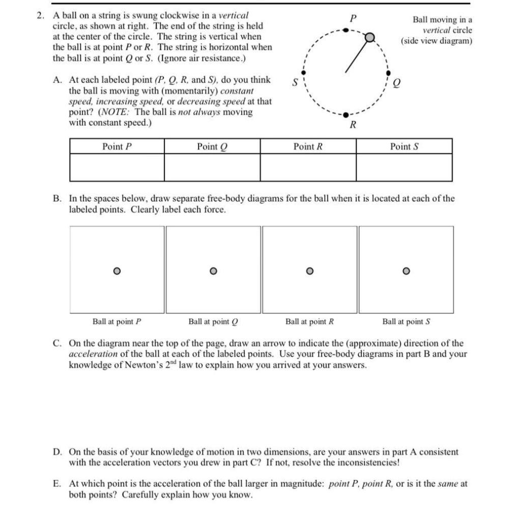 Solved Р 2. A ball on a string is swung clockwise in a | Chegg.com