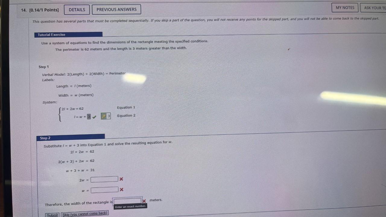 Solved Tutorial Exercise Use a system of equations to find | Chegg.com