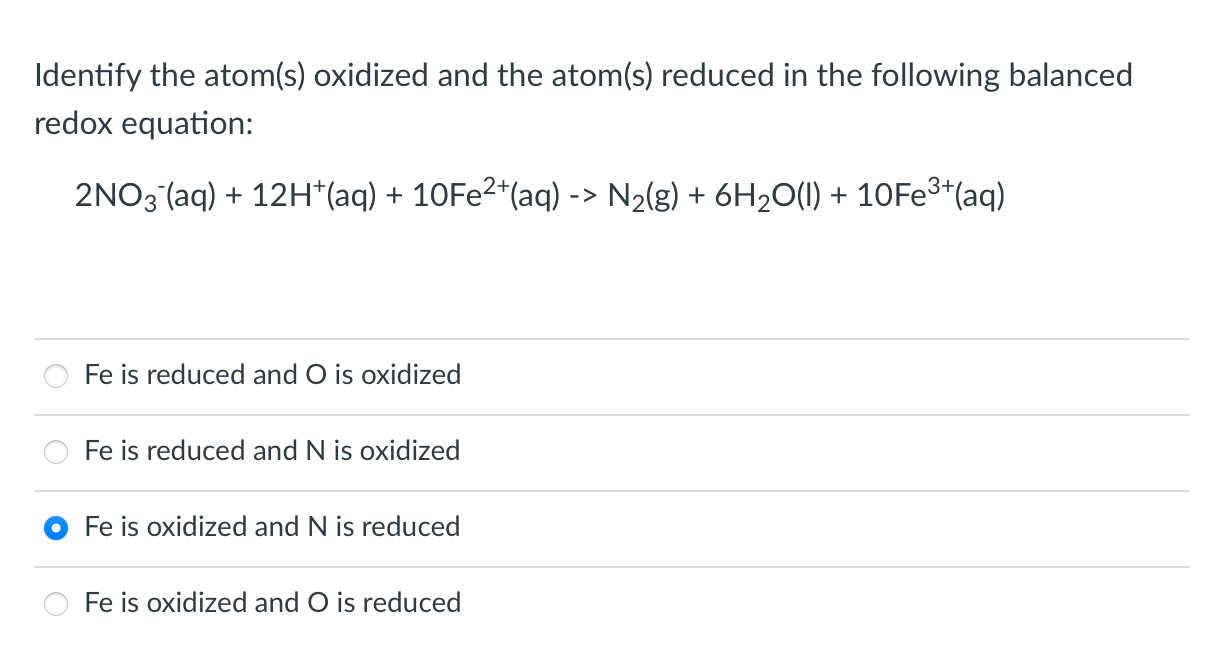 Solved Identify the atom(s) oxidized and the atom(s) reduced | Chegg.com