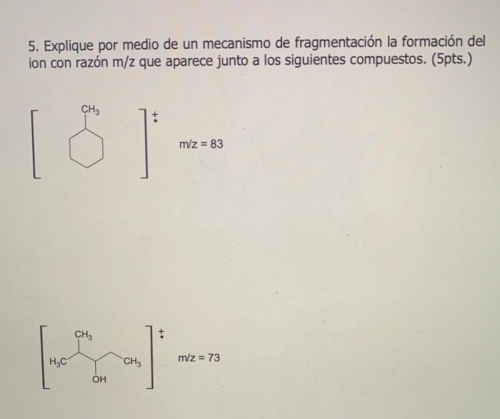 Solved 5. Explain by means of a fragmentation mechanism the | Chegg.com