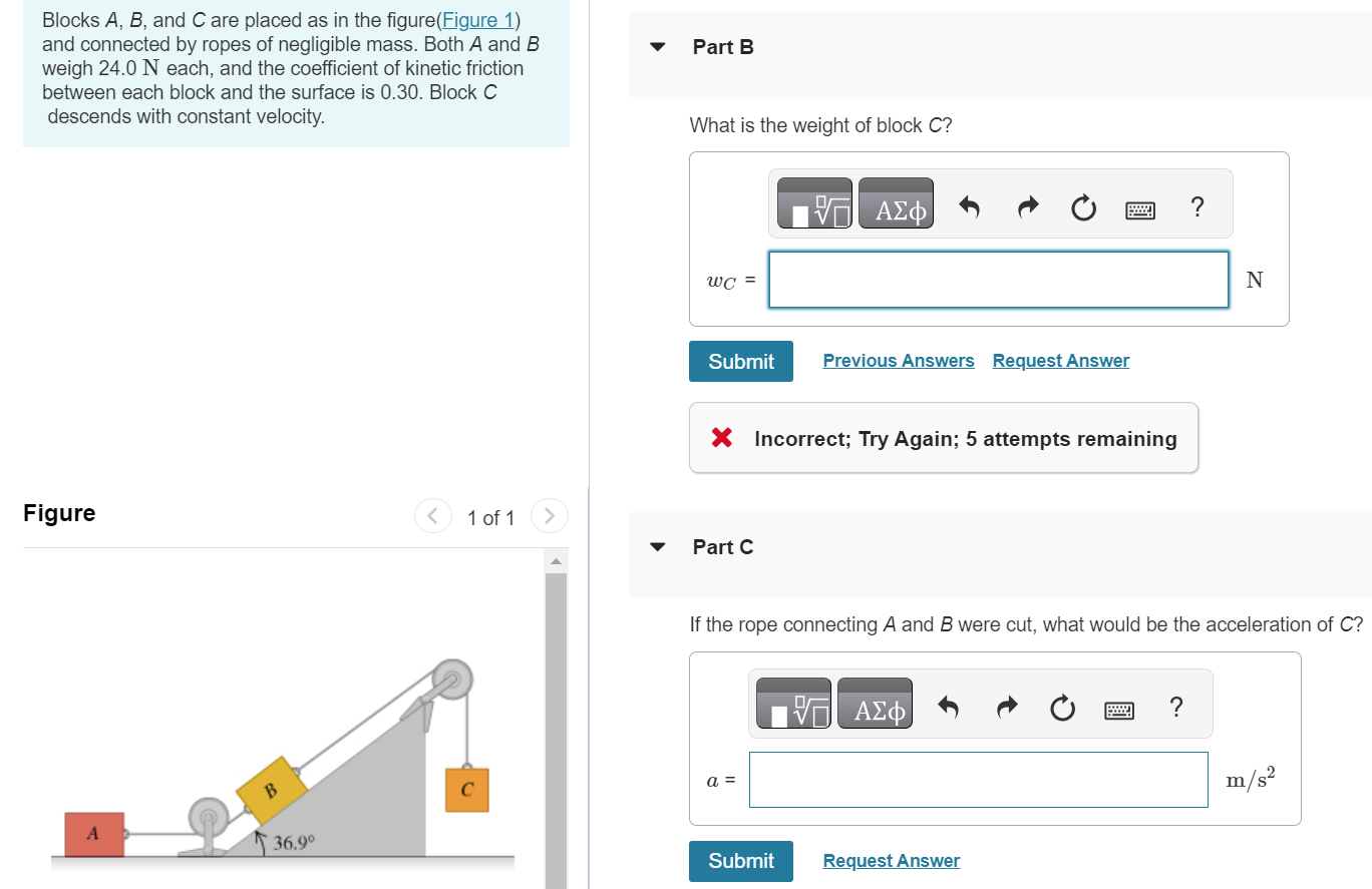 Solved Blocks A,B, and C are placed as in the figure(Figure | Chegg.com
