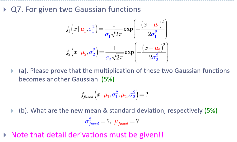 Solved o, expl_68–44) Q7. For given two Gaussian functions | Chegg.com