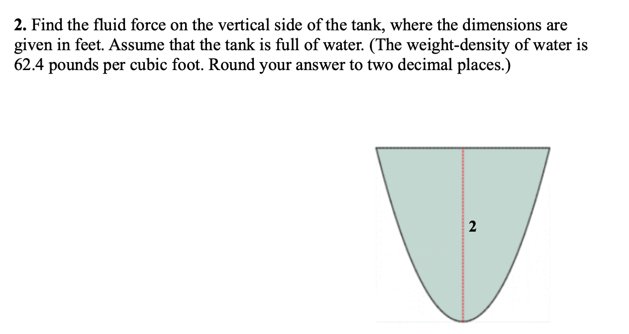 Solved 2. Find the fluid force on the vertical side of the | Chegg.com